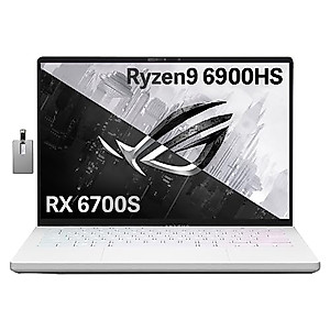 ASUS 2022 ROG Zephyrus 14" WQXGA 120Hz Gaming Laptop, AMD Ryzen-9 6900HS, 16GB DDR5 RAM, 1TB PCIe SSD, RGB Backlit Keyboard, AMD Radeon RX 6700S, Win 11, White, 32GB SnowBell USB Card