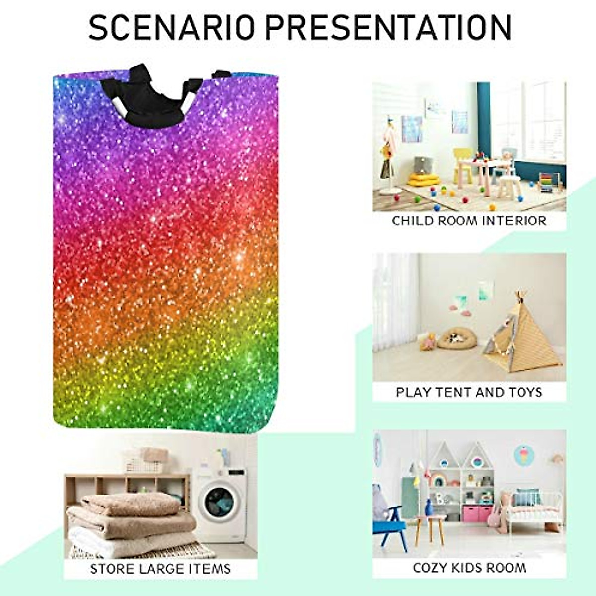 CaTaKu Tie Dye Laundry Hamper, Rainbow Laundry Basket Box Big Storage Waterproof Easy Carry for Family Dormitory Laundry Room, 12.6 x 11 x 22.7 Inches