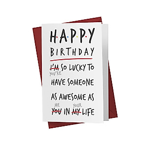 Karto - Funny Birthday Card for Him Her, Large 5.5 x 8.5 Happy Birthday Card for Husband Wife, Birthday Card for Boyfriend Girlfriend - Happy Lucky