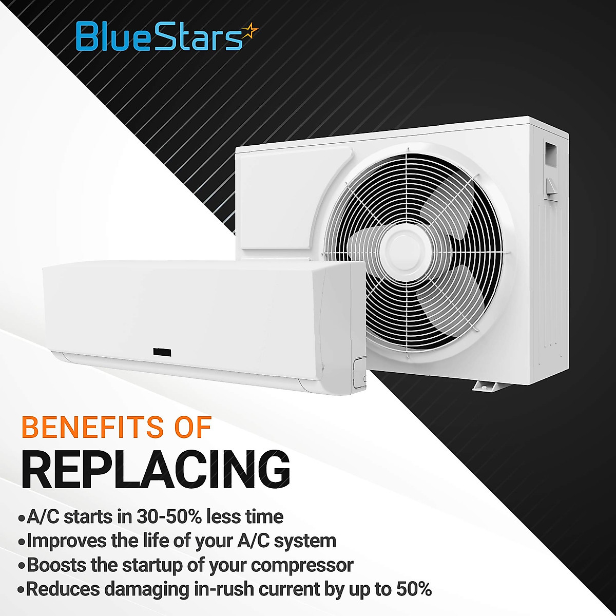 BlueStars Premium 5-2-1 CSR-U1 CSRU1 Compressor Saver Hard Start Capacitor Kit for 1- to 3-ton AC units - Durable 5-2-1 HVAC Compressor Saver Hard Start Capacitor - Easy to Install - PACK OF 1