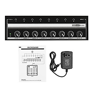 Btuty Headphone Amplifier Audio Amp. Ultra-compact 8 Channels Mini Audio Stereo Microphone AMP. with Power Adapter