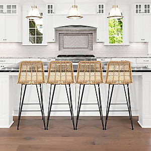 IDZO Rattan Counter Height Bar Stools Upgraded, 36.5" Tall, 400lbs Weight Endurance, Steel Frame, Plush Cushions, Ideal as a Bar Stools Set of 2