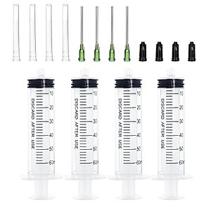 SANANTS 60ml Independent Packing Industrial Adhesive is Applied Through Plastic Tubing with Dispensing Head and Sealing Caps for Engineered Fluid，Glue Applicator and Refilling (Pack of 4)