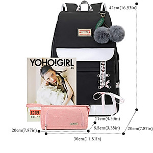 GUIVITU Backpacks for Girls Schoolbag for Kids 6-12 years Teens Bookbag Children Waterproof Rucksack with Pencil Case Sets