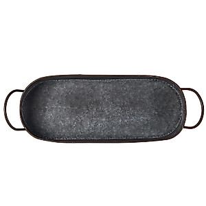 Tcrogsciss Metal Iron Tray, Coffee Table Tray Decorative Trays for Home Decor Serving Tray with Handles, Oval