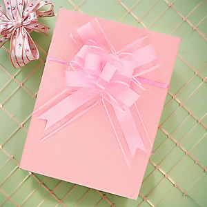 Lystaii 10 PCS Large Pull Bows Wrapping Ribbon Pull Bows Gift Bows for Birthday Presents Wedding Gift Baskets Presents Package Bow Decoration (Pink)