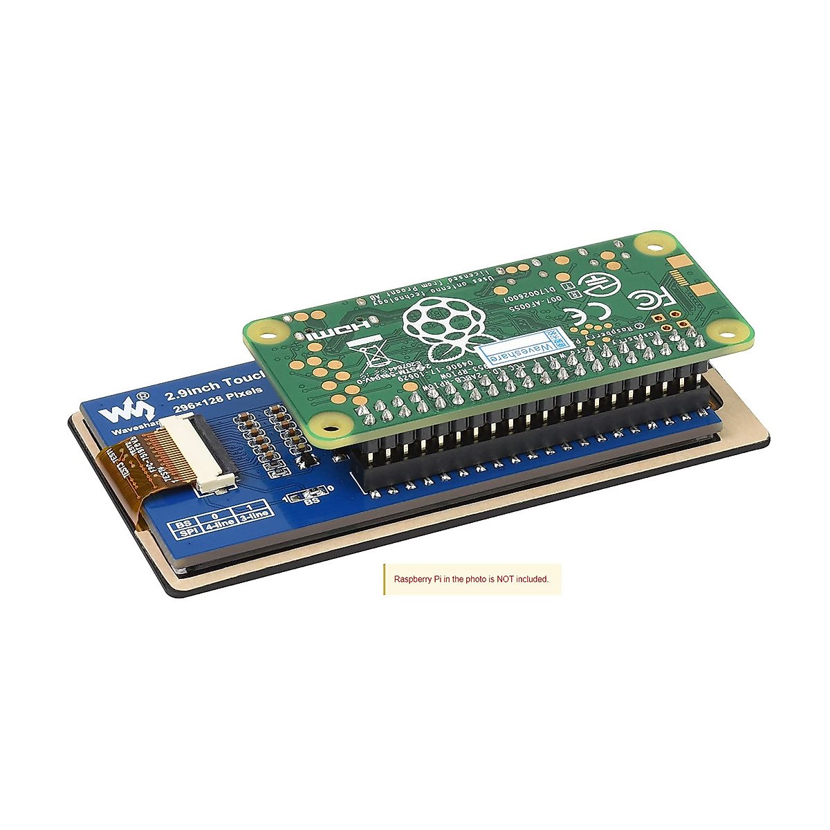 2.9inch Touch E-Paper Display HAT for Raspberry Pi 4B/3B+/3B/2B/Zero/Zero W/WH, 296×128 Pixel 5-Points Black/White 3.3V/5V Capacitive Touch E-Ink Screen, SPI Interface Support Partial Refresh