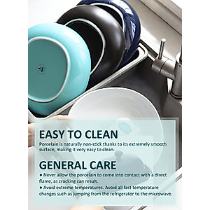 Teocera Pasta Bowls, Salad Bowls Set, Large Serving Bowls, 50 Ounce Porcelain Matte Black Bowls Set of 4 - Square Design, Microwave Dishwasher Safe