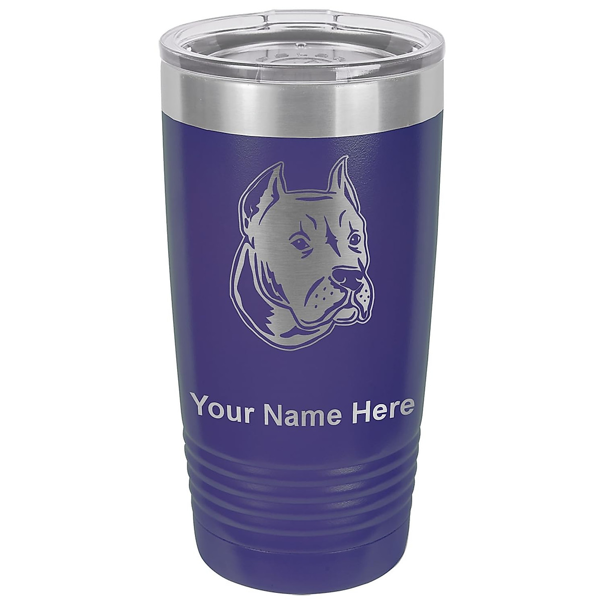 LaserGram 20oz Vacuum Insulated Tumbler Mug, Dogo Argentino, Personalized Engraving Included (Dark Purple)