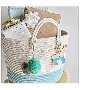 TBGFPO Large Cotton Rope Basket Storage with Handles - Grey Woven Toy Storage Basket for Laundry Hamper, Diapers, Nursery, Toys, Towels (Color : D)