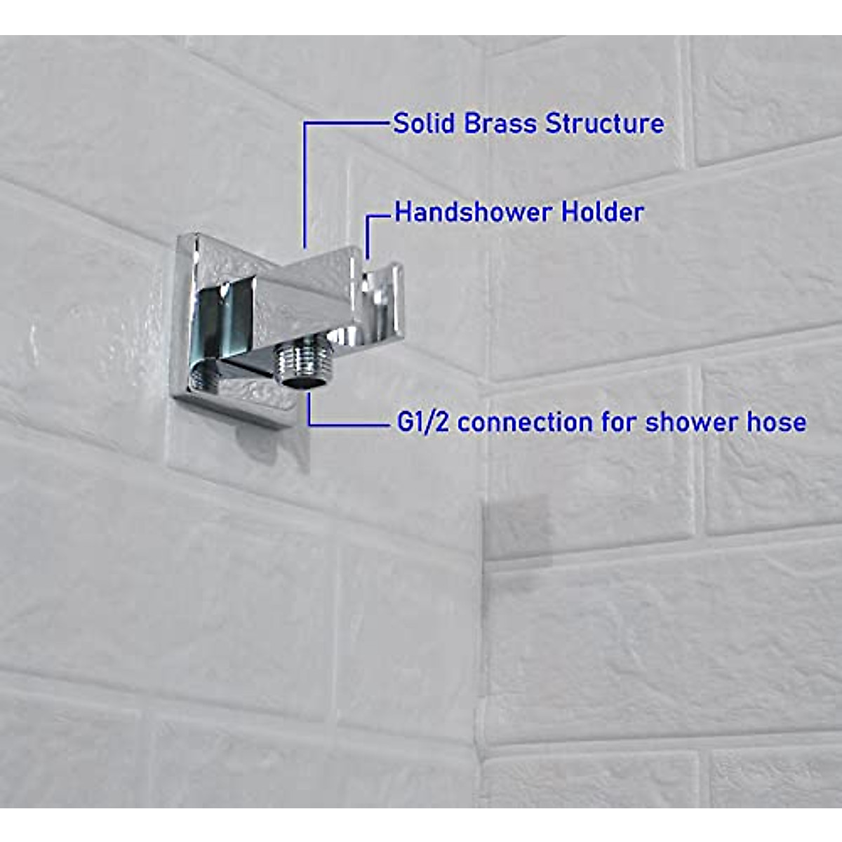 Aquaiaw Shower Arm and Wall Supply Elbow Bundle, 12 inch Ceiling Mount Shower Arm with Anti-Scratch Flange, Wall Union with Handheld Shower Head Holder, Both Solid Brass, Both Polished Chrome