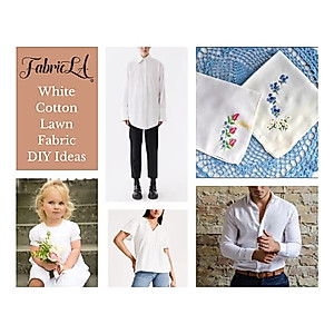 White Cotton Fabric by The Yard | 60” inches Wide Lining Fabric | 5 Yard Cotton Fabric | 75 GSM Thin Lightweight 100% Cotton Fabric | Cotton Lawn Fabric by The Yard | Fabric by The Yard Cotton