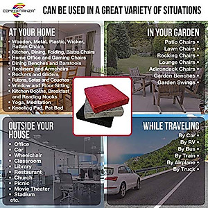 COMFORTANZA Chair Seat Cushion - 16x16x3 Memory Foam Square Thick Non-Slip Chair Pads for Kitchen, Dining, Office Chairs and Car Seats - Comfort and Back Pain Relief - Soft - Gray