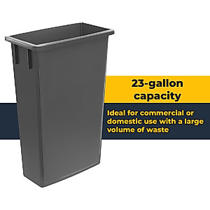 SunSierra 23 Gallon Heavy-Duty Trash Can with Dolly, Wheeled Garbage Bin, Slim Durable Waste Container, Rolling Recycling Bin, Plastic Wastebasket for Kitchen, Office, Garage, Hotels, Restaurants