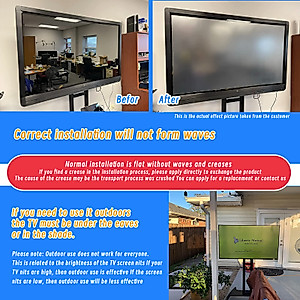Anti-Glare Film for TV 65 Inch Anti-Blue Light Film Anti UV TV Screen Protector Indoor & Outdoor TV Glare Screen Frosted Film Anti-Reflection Rate Up To 90%