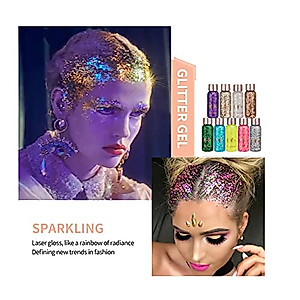 Pexihoap 3 Colors Glitter Body Gel Set, Cosmetic Glitter, Festival Glitter Makeup for Body, Face,and Hair（3 Colors/Set） (Set B: Pink+Light Blue+Yellow)