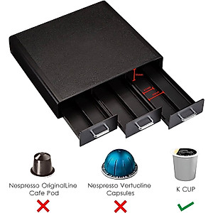 Amazon Basics Coffee Pod Storage Drawer for K-Cup Pods, 36 Pod Capacity, Black