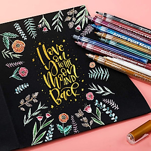 Metallic Marker Pens, Emooqi 20 Pack Paint Pens Comes with Metallic Markers, for Rock Painting, Mug, Ceramic, Glass, Fabric Painting, Water Based, Easter Ornaments DIY Craft Project