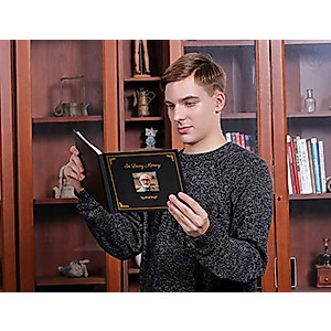 Fancy Dove Funeral Guest Book with Picture Pocket. Celebration of Life Sign in Book with Gold Embossed Leather Hardcover. Signature and Memory Book with 124 Pages