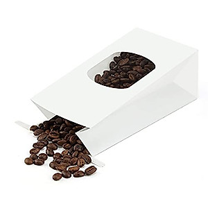 BagDream Bakery Bags with Window Kraft Paper Bags 50Pcs 3.54x2.36x6.7 Inches Tin Tie Tab Lock Bags White Window Bags Cookie Bags, Coffee Bags, Treat Bags, Popcorn Bags