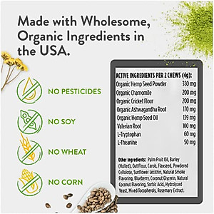 Green Gruff Calming Chews for Dogs - Organic Calming Dog Supplement - Veterinarian Approved - Dog Calming Treats to Relieve Stress, Separation, Storms, Fireworks, Travel - 24 Chews