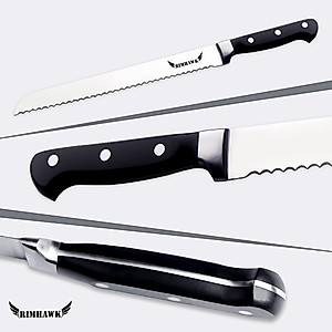 RIMHAWK Bread Knife 10inch Serrated Bread Knife for Homemade Bread, Ultra-Sharp Stainless Steel Serrated Bread Knives and 5inch Ergonomic Handle