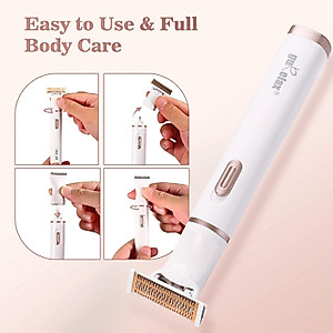 Electric Razors for Women, 4 in 1 Cordless Portable Rechargeable Womens Electric Shaver for Legs Face Eyebrow Nose Pubic Hair Bikini Trimmer, Painless Body Hair Remover by Gurelax