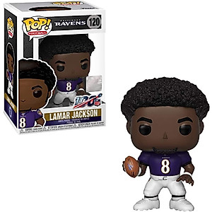 POP Football: Ravens - Lamar [Jackson] (Home Uniform) Funko Vinyl Figure (Bundled with Compatible Box Protector Case), Multicolor, 3.75 inches