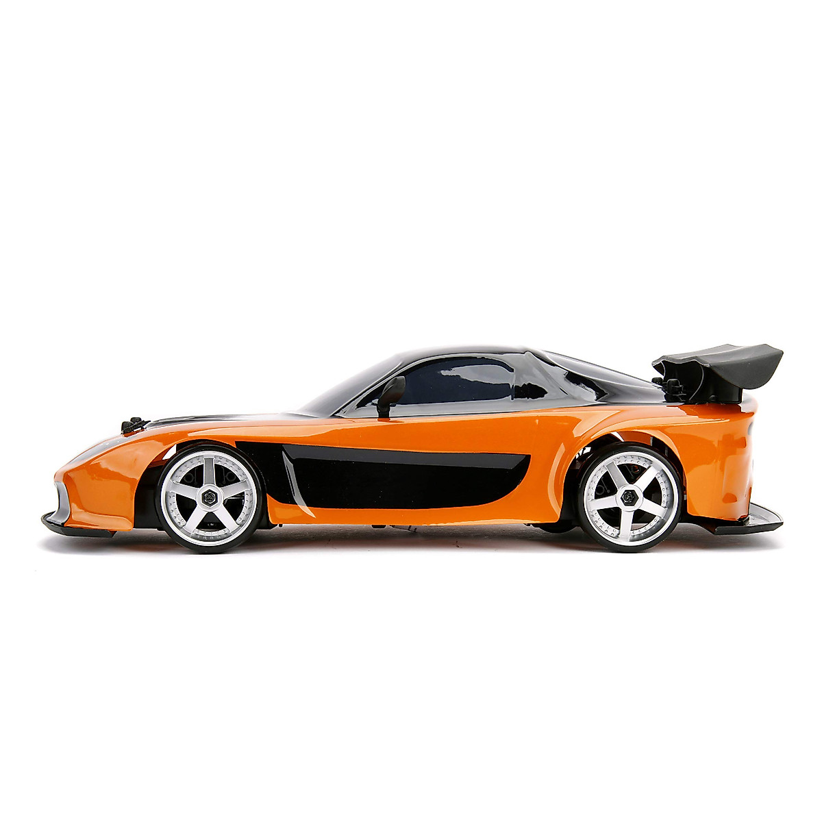 Jada Toys Fast & Furious Han’s Mazda RX-7 Drift RC Car, 1: 10 Scale 2.4Ghz Remote Control Orange & Black, Ready to Run, USB Charging (standard) (99700)