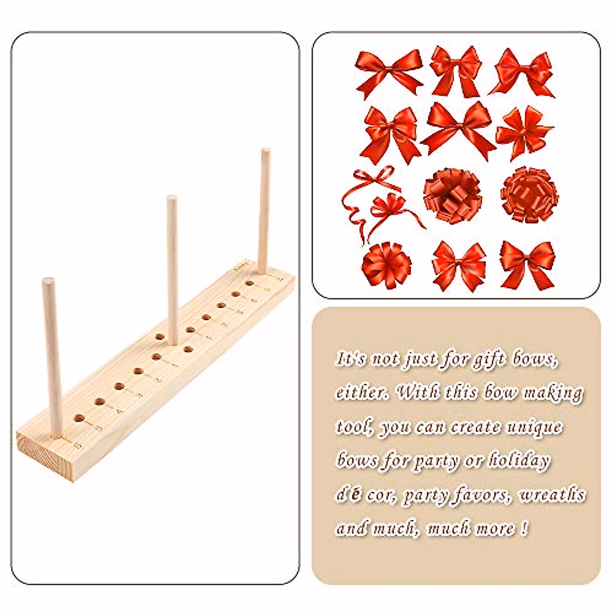 Ackitry Extended Bow Maker for Ribbon for Wreaths, Wooden Ribbon Bow Maker for Christmas Bows, Hair Bows, Corsages, Various Crafts