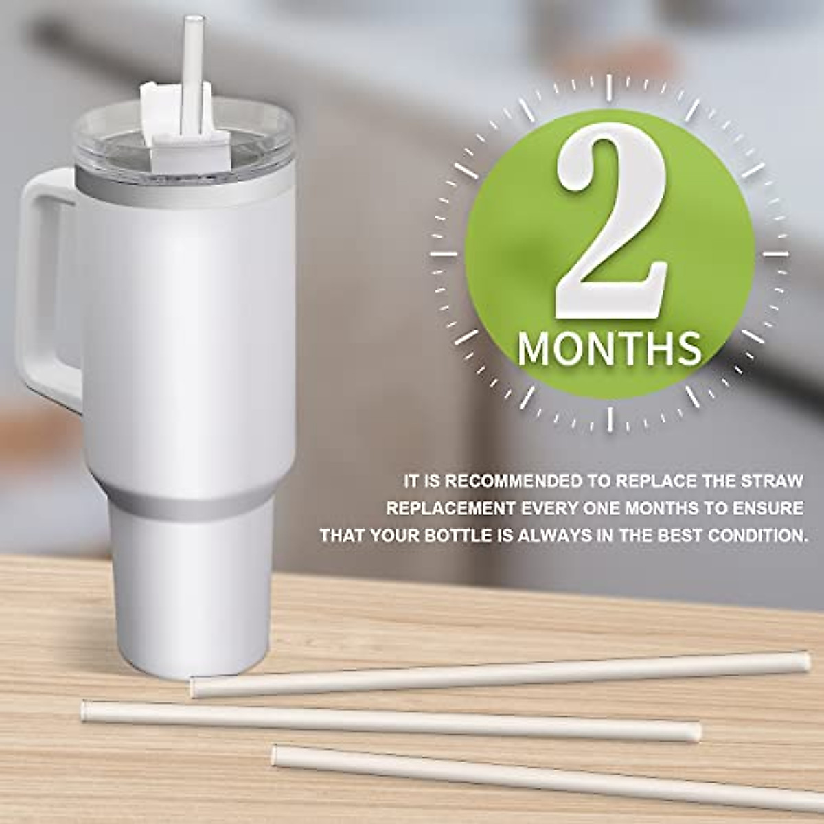 Straw Replacement 40 oz for Stanley Adventure Travel Tumbler, 6 Pack Reusable Straws Plastic Straws with Cleaning Brush Compatible with Stanley 40oz Stanley Cup