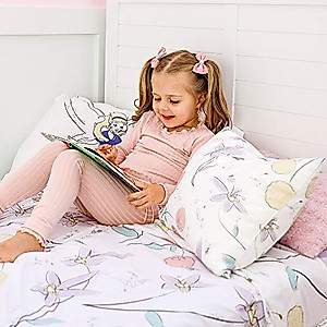 JumpOff Jo – Toddler Pillow for Kids, No Pillowcase Needed, Kids Travel Pillow, 100% Cotton Cover, Hypoallergenic, Machine Washable – 14”x19 (Floral)