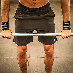 WOD Nation Wrist Wraps for Weightlifting, 12” Professional Gym Wrist Straps w/Thumb Loop Men & Women, Wrist Support Wraps for Strength Training, Powerlifting & Bodybuilding (Black/Grey)