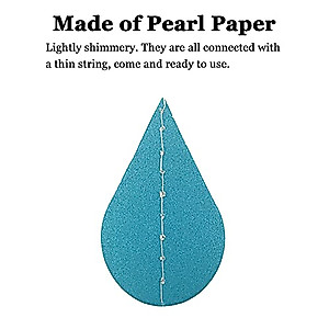 Yzurbu 24 Strings Raindrop Garland Decorations, Paper Hanging Rain Drops Decor Pieces for Baby Shower, Party and Centerpieces Decoration - Blue