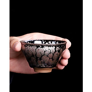 Ycc ice Ceramic Tea Cup, 4 OZ/120ml, Japanese Tenmoku/Jianzhan, Chinese Handmade Tea Cup, Asian Tea Cups, Asian Tea Cups No Handles
