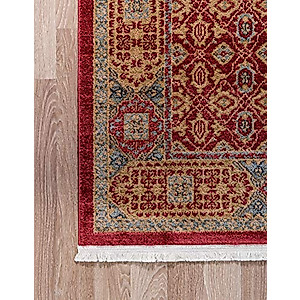 Unique Loom Palace Collection Traditional Geometric Area Rug, 3' 3" x 5' 3", Red/Light Blue