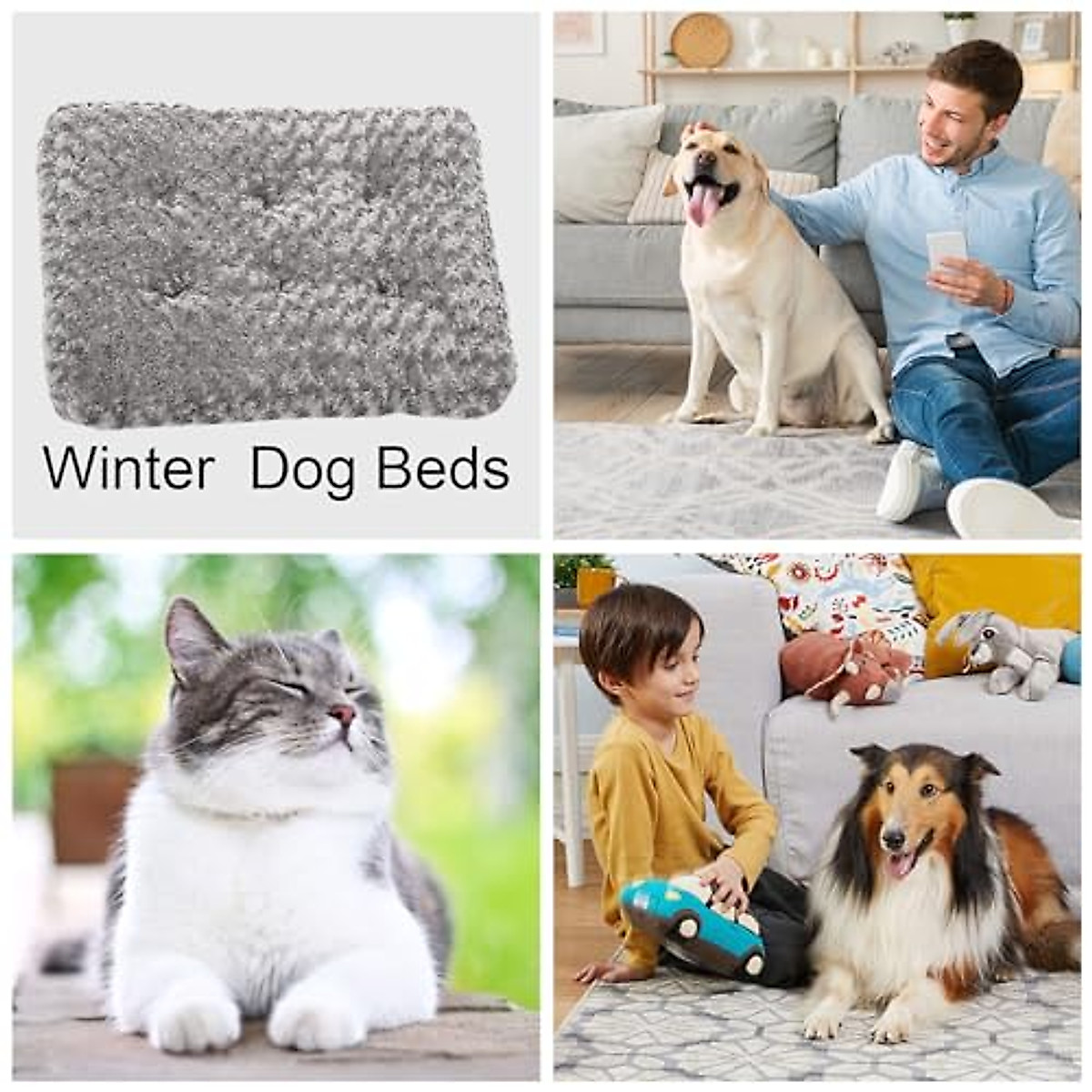 FULAT Reversible Dog Crate Pad | Washable Memory Foam Pet Cushion | Waterproof Dog Pad | Pet Crate Bed Mat | Kennel Pad with Non-Slip Bottom | Dog Crate Mattress for Pets and Puppies