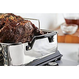 KitchenAid 5-Ply Clad Roasting Pan/Roaster with Removable Rack, 15 Inch x 11.5 Inch, Polished Stainless Steel