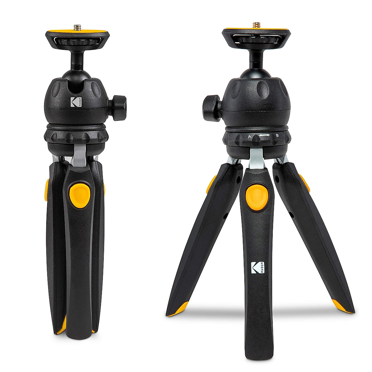KODAK PhotoGear Mini Adjustable Tripod with Remote, 360° Ball Head, Compact 9” Tabletop Tripod,11” Selfie Stick, 5-Position Legs, Rubber Feet, Smartphone & Action Camera Adapters, E-Guide Included