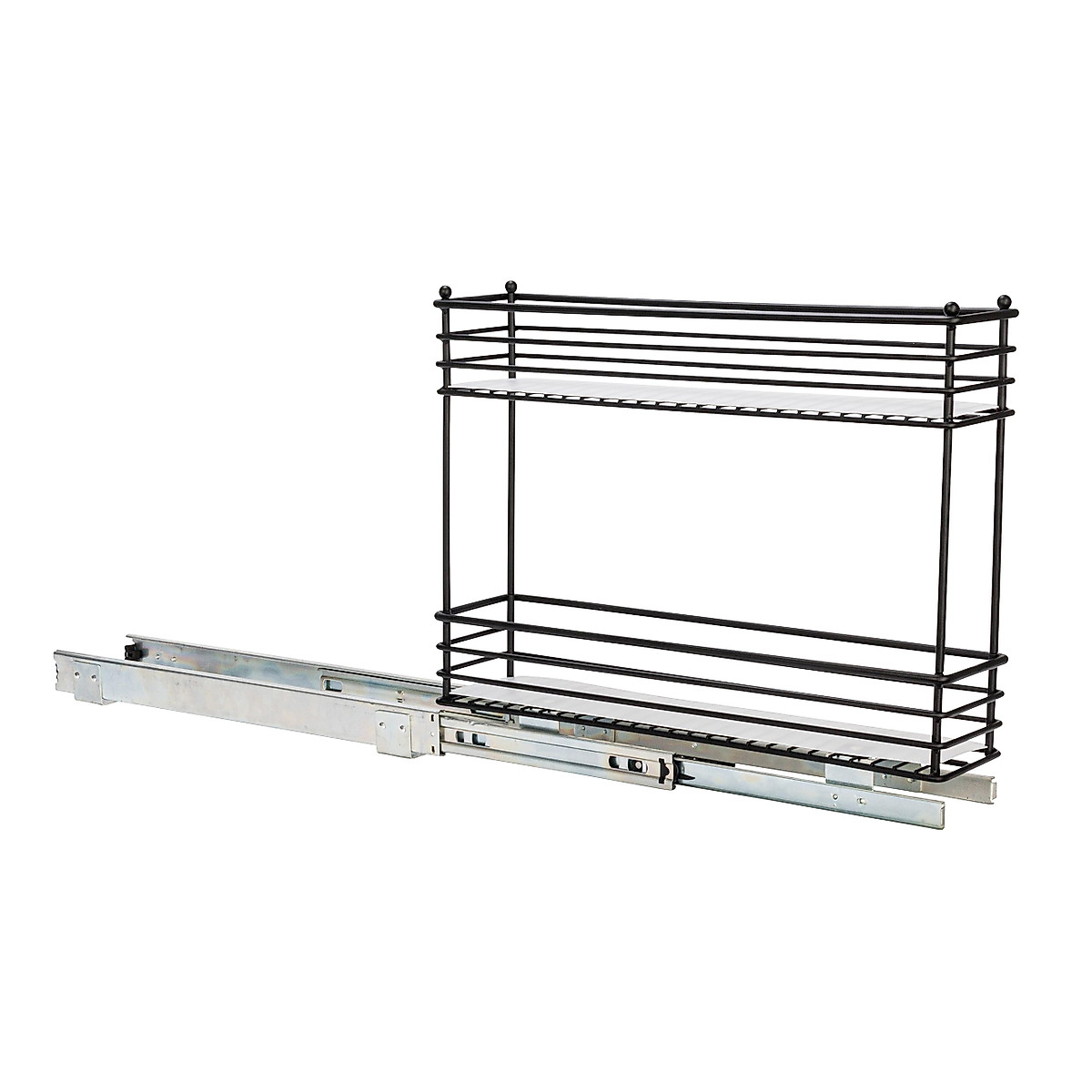 Household Essentials Narrow Sliding Cabinet Organizer, Two Tier Organizer, Matte Black, Great for Slim Cabinets in Kitchen, Bathroom and More, 5"