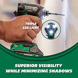 Metabo HPT 18V MultiVolt™ Cordless Triple Hammer BOLT Impact Driver Set, Power Impact Driver Kit with Case, 2 Lithium-Ion Batteries and Charger, 1/4-Inch Chuck, Compact LightWeight Power Tool, WH18DC