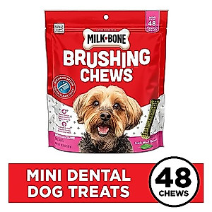 Milk-Bone Fresh Breath Brushing Chews, 48 Mini Daily Dental Dog Treats