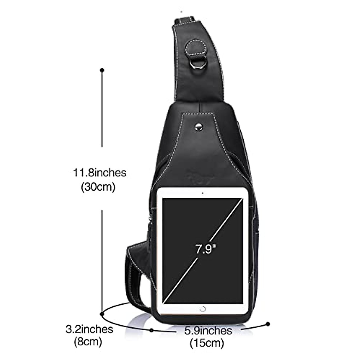 JOTONOXEN Mens Sling Bag Genuine Leather Chest Shoulder Backpack Cross Body, Water Resistant Anti Theft Shoulder Bags Chest backpack (Black)