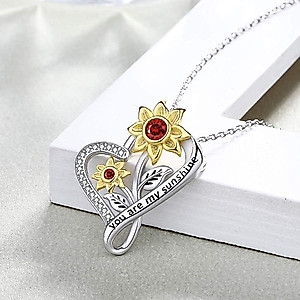 Bolelis 925-Sterling-Silver Sunshine Sunflower Necklace for Women - You are My Sunshine Infinity Love Pendant Mothers day Chrismas day Jewelry Gifts for Mom and Daughter