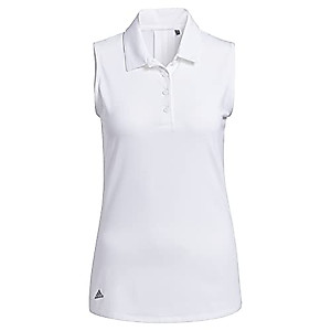 adidas Golf Women's Ultimate365 Primegreen Sleeveless Polo Shirt, White, Extra Large