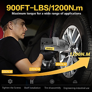 Cordless-Impact-Wrench 1/2 Inch for Dewalt Battery, 900FT-LBS(1200N.M) High Torque 1/2 Brushless Impact-Driver,Electric Impact Gun with Working Light,2800RPM (No Battery)