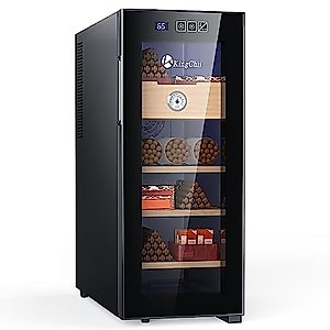 KingChii 33L Electric Cigar Humidors Temperature Control System, Cooling & Heating Humidor Cabinet with Spanish Cedar Wood Shelves & Hygrometer, Father's Day Gifts for Men (4 Layers 250 Capacity)