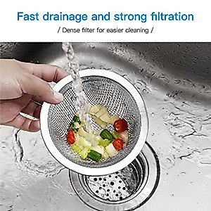 Maxware 4PCS Heavy Duty Stainless Steel Sink Strainer,Sink Basket Set, Fits Most Kitchen Sinks 4.5'', Bathroom Sinks 2.75'',Shower Drains