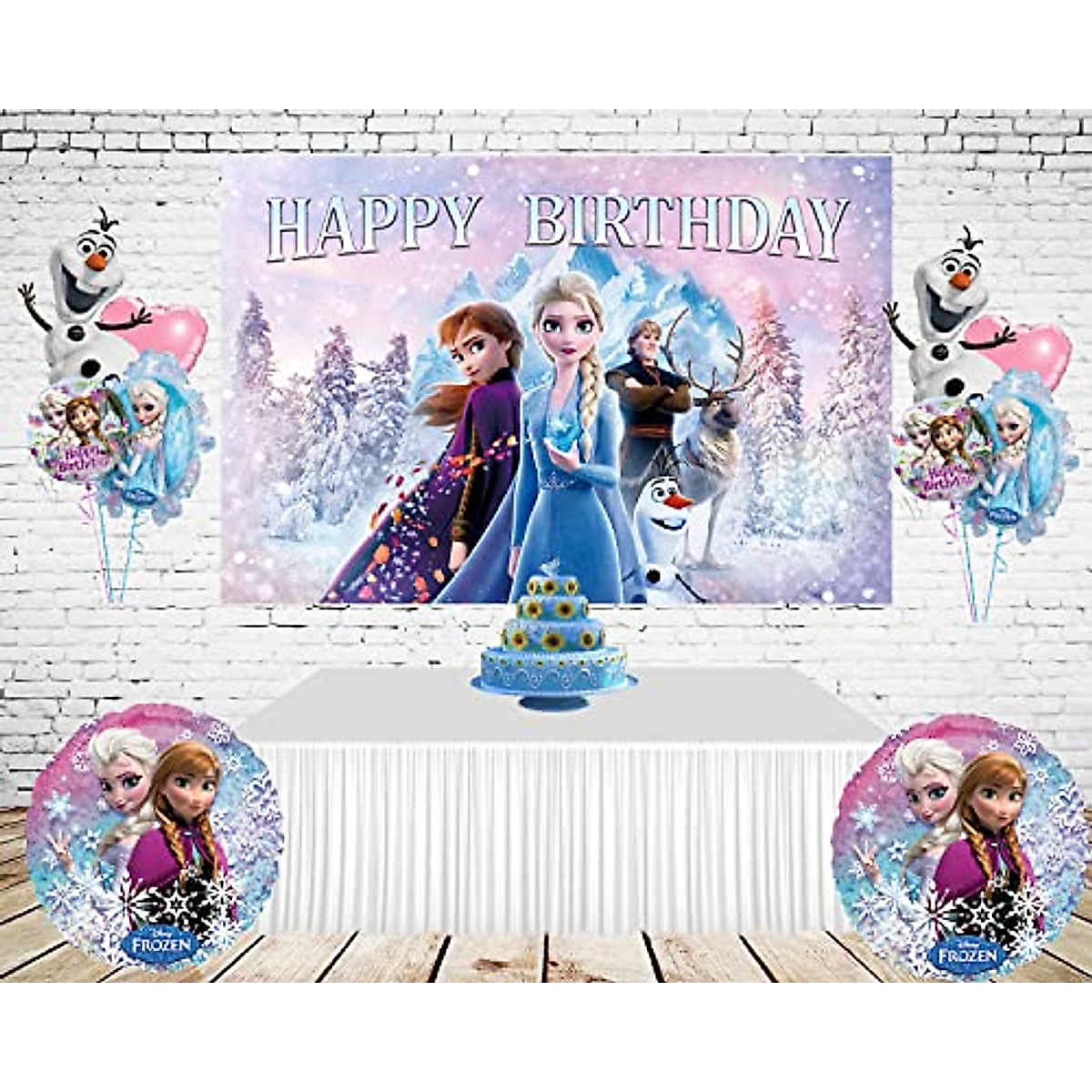 ASCLO Frozen 2 Backdrop for Birthday Party Supplies 5x3ft Frozen Photo Backgrounds Elsa Theme Baby Shower Banner for Birthday Cake Table Decoration, white, One Size