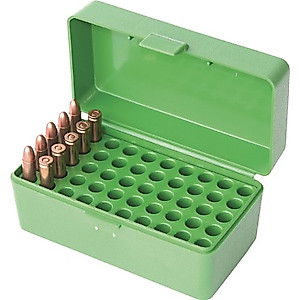 MTM 50 Round Flip-Top Rifle Ammo Box 22 Hornet, .30 Carbine, .218 BEE (Green)